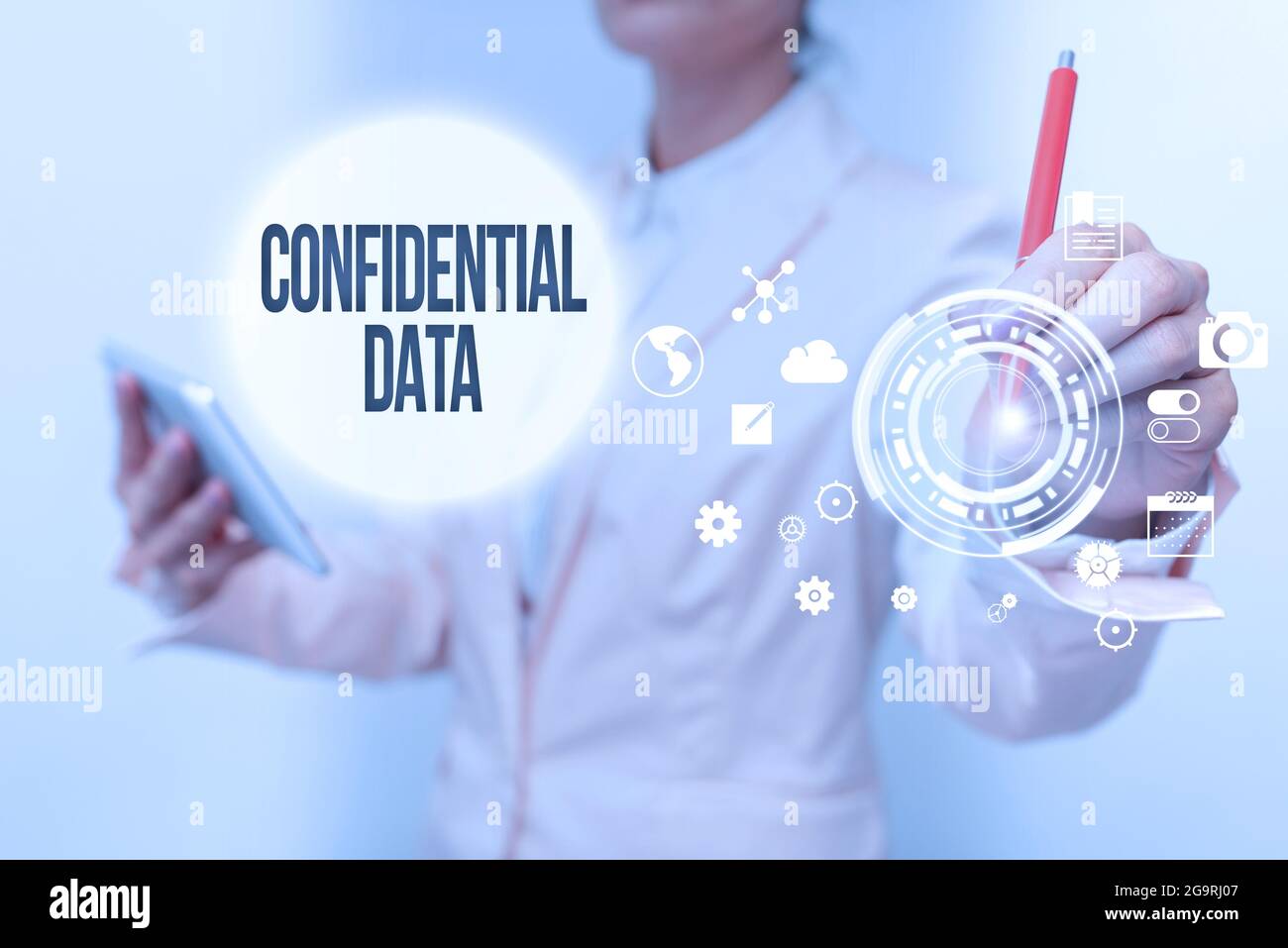 Writing displaying text Confidential Data. Word for information that is ...