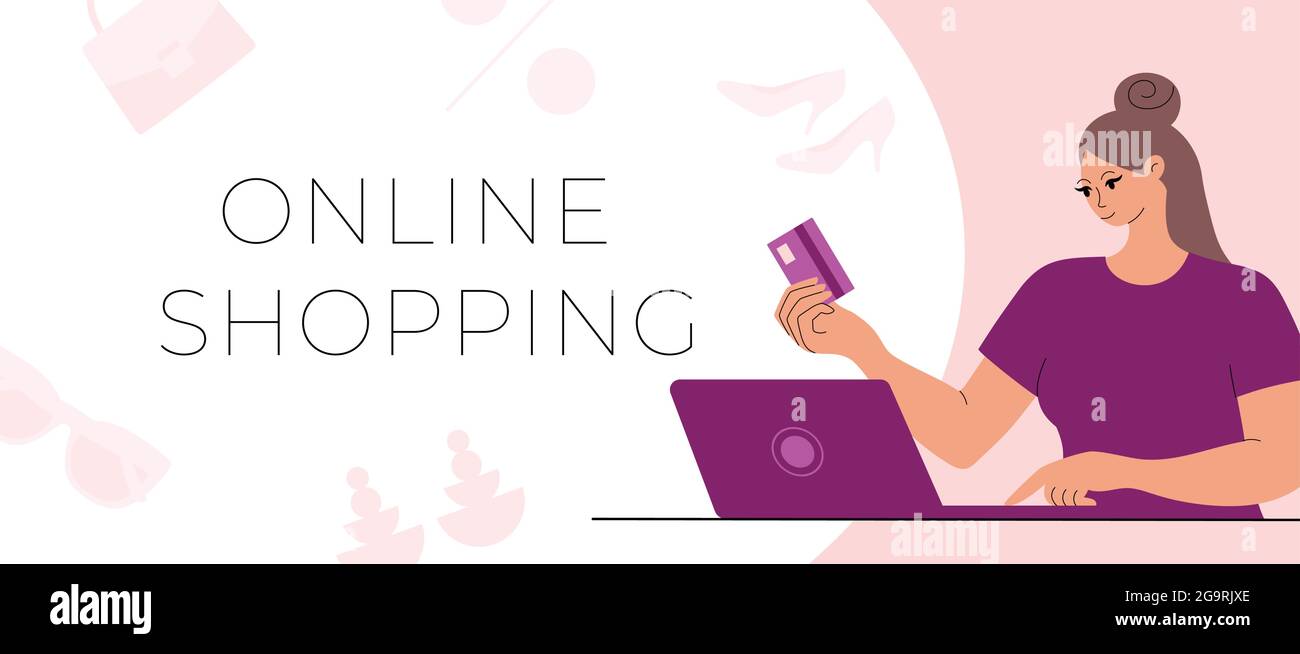 Order purchase online woman Stock Vector Images - Alamy