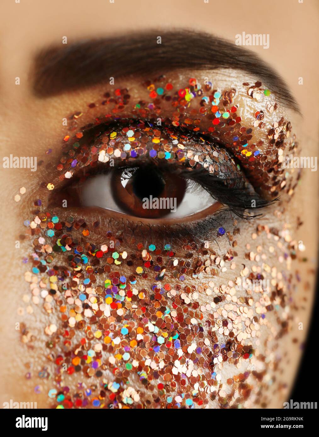 Female eye with fancy glitter makeup, macro view Stock Photo - Alamy