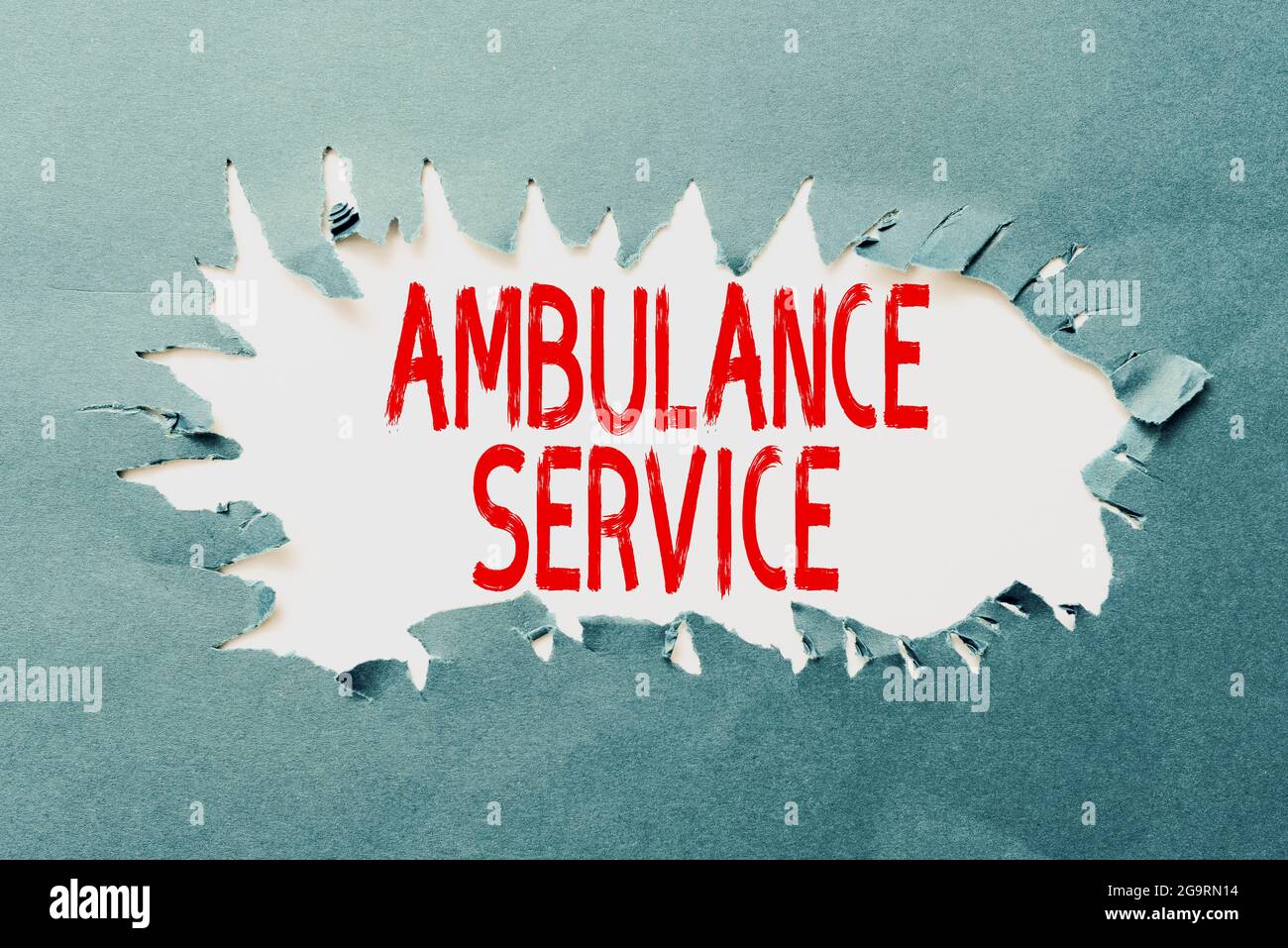 Text caption presenting Ambulance Service, Word Written on emergency ...