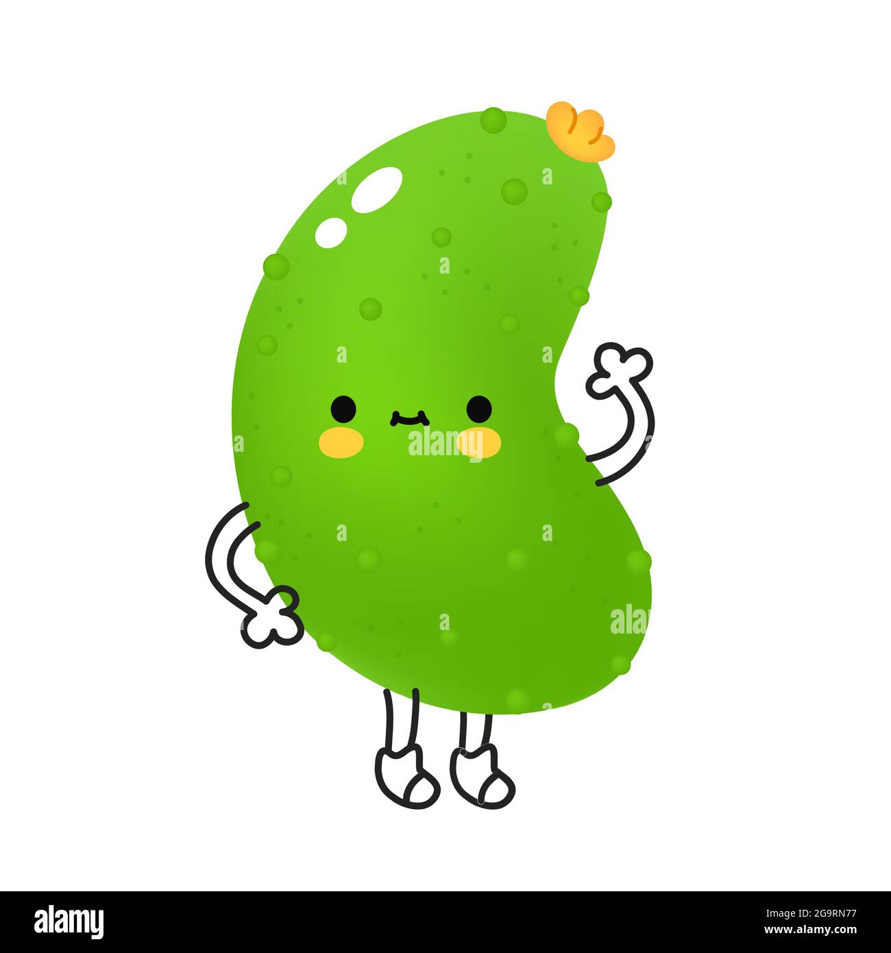 Cute funny cucumber vegetable with face. Vector cartoon kawaii doodle ...