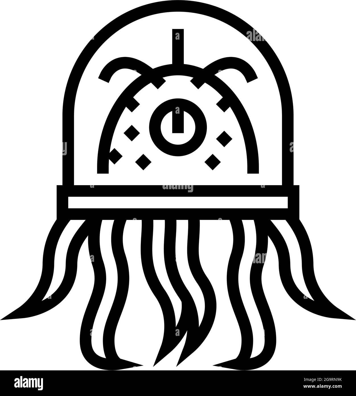alien creature with tentacles line icon vector. alien creature with ...