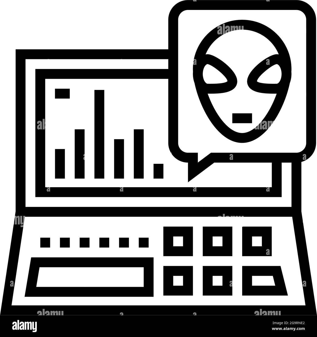 alien space laptop line icon vector illustration Stock Vector Image ...