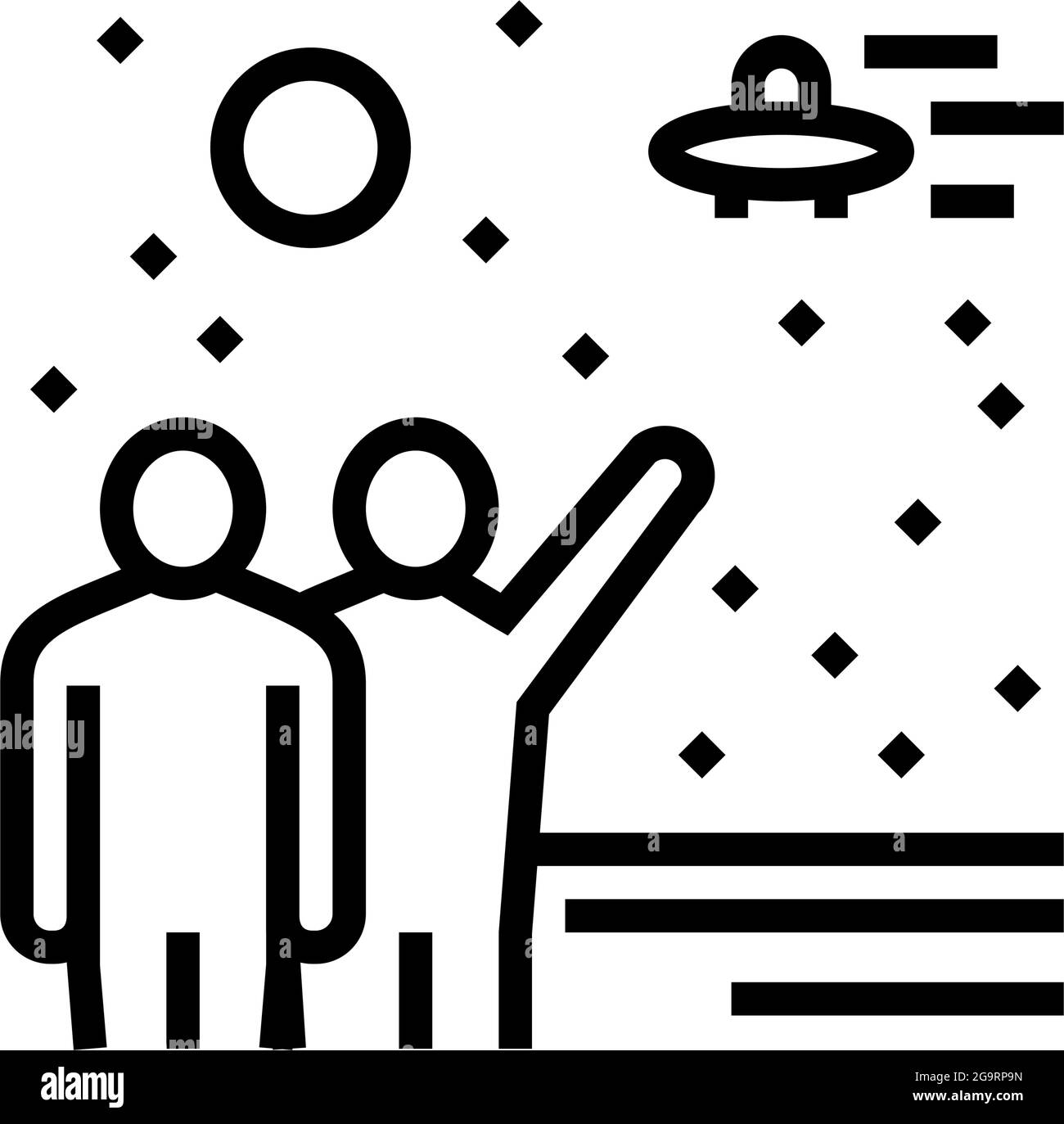 flying saucer in sky line icon vector. flying saucer in sky sign ...