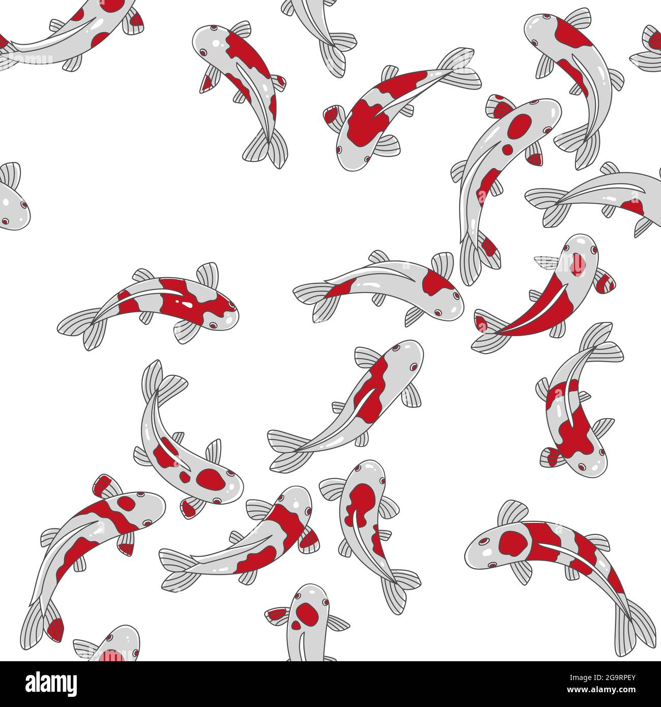 Koi carps in a Japanese pond. Vector seamless japanese fish pattern on ...