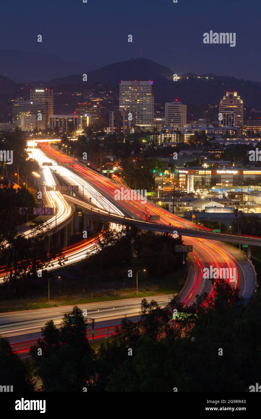 The 134 highway leading into downtown Glendale at dusk Stock Photo - Alamy