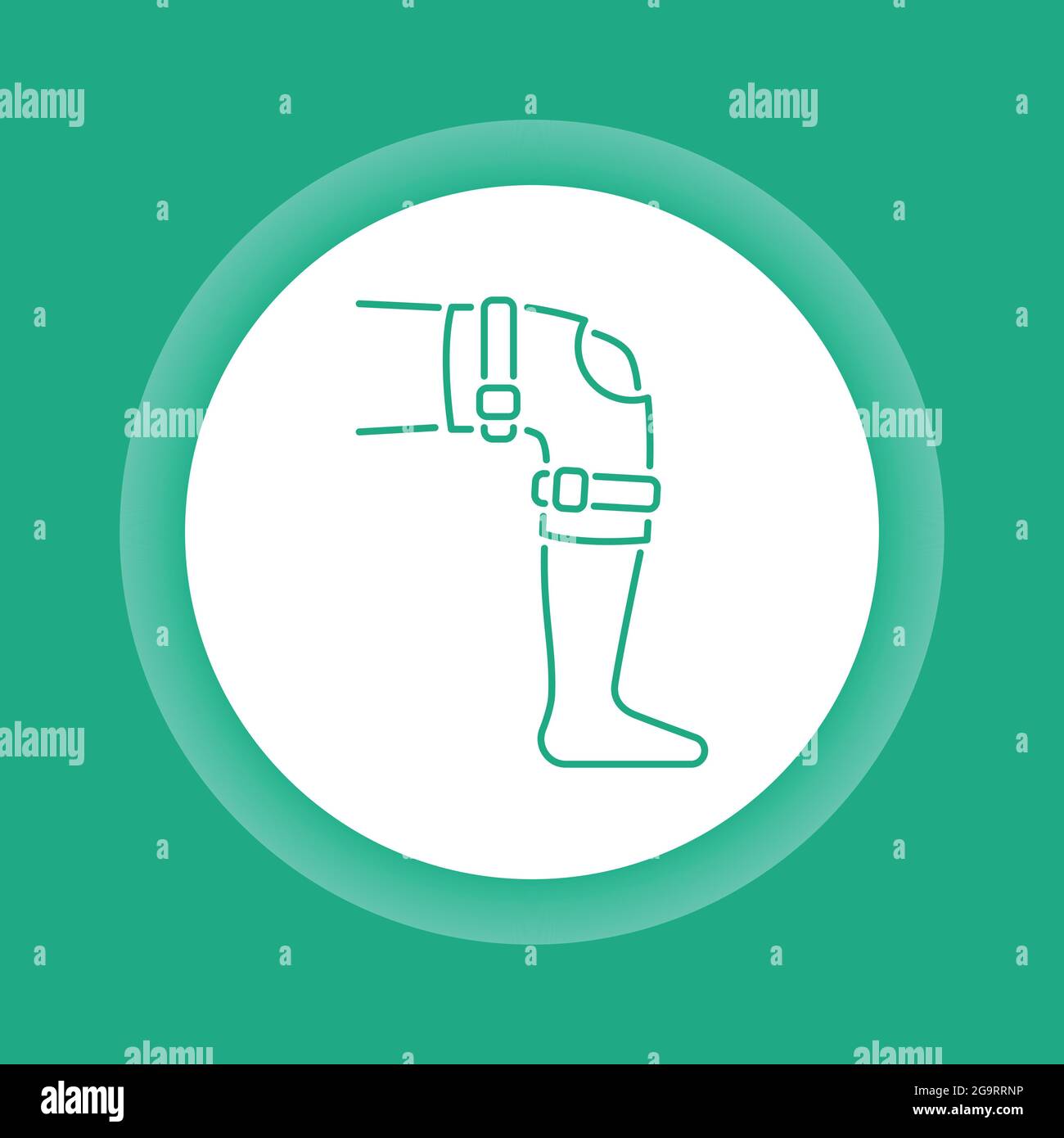 Orthopedic leg joint bandage color button icon. Rehabilitation and ...