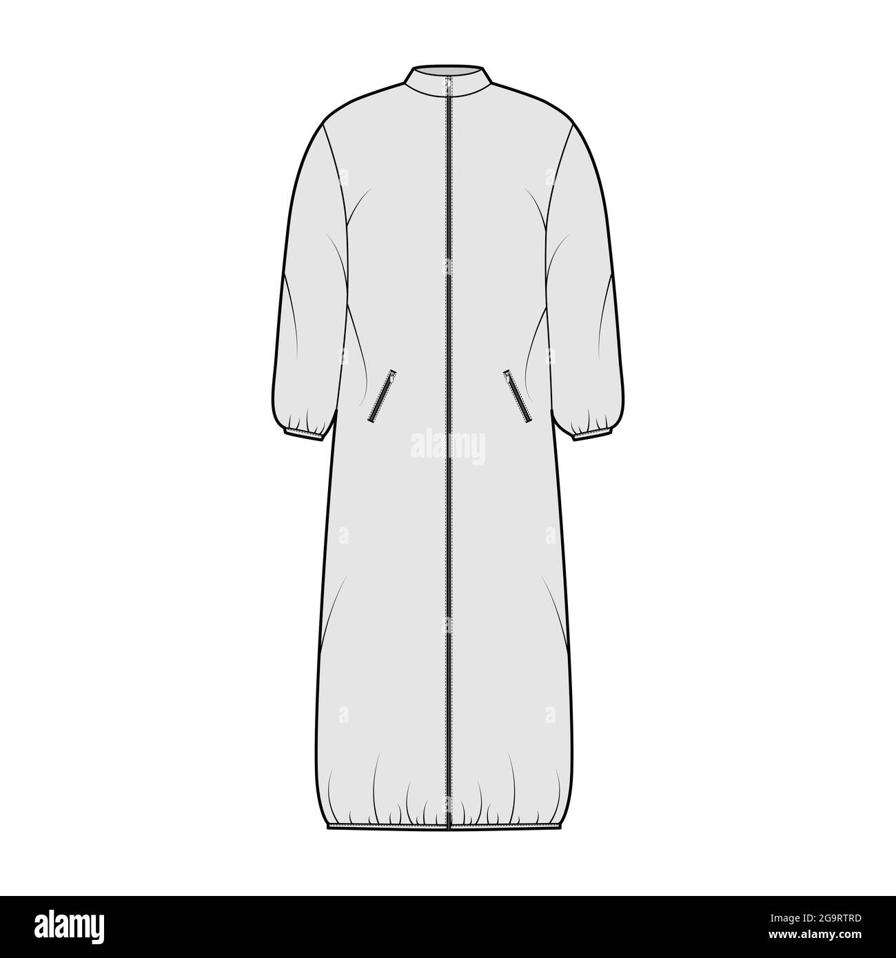 Jacket padded shell coat puffer technical fashion illustration with ...