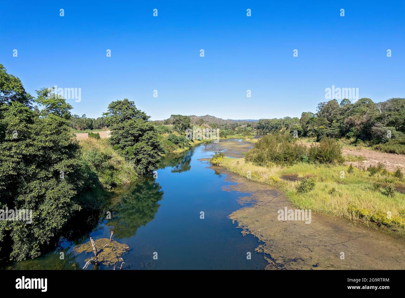 Aerial landscape along a country creek in a bushland setting Stock ...