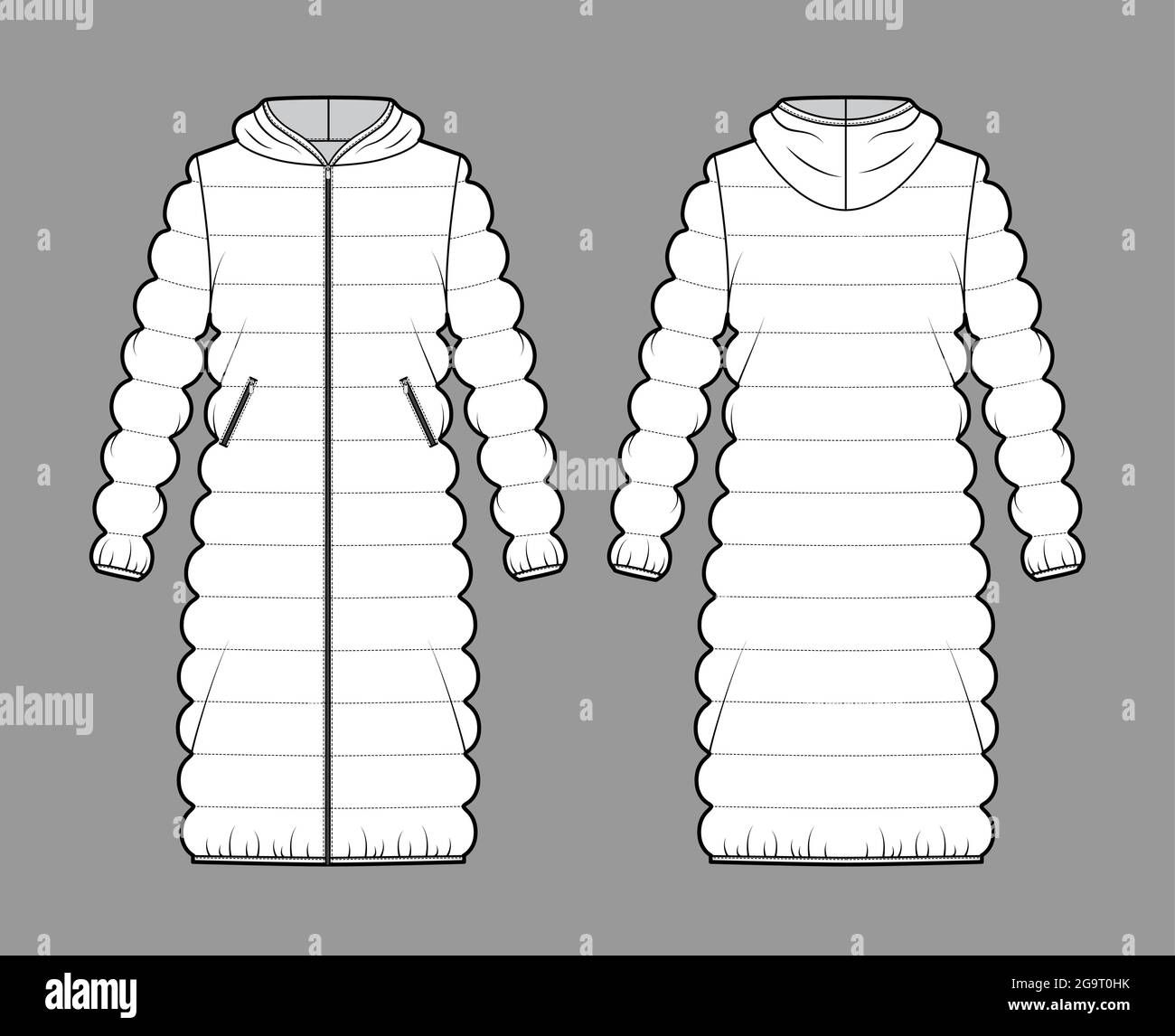 Hooded quilted shell down coat jacket puffer technical fashion ...