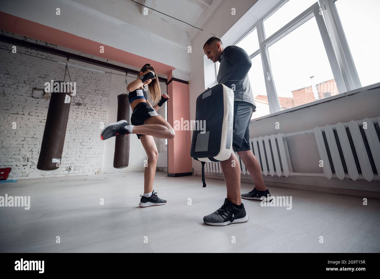 Portrait two sport girl boxing hi-res stock photography and images - Alamy