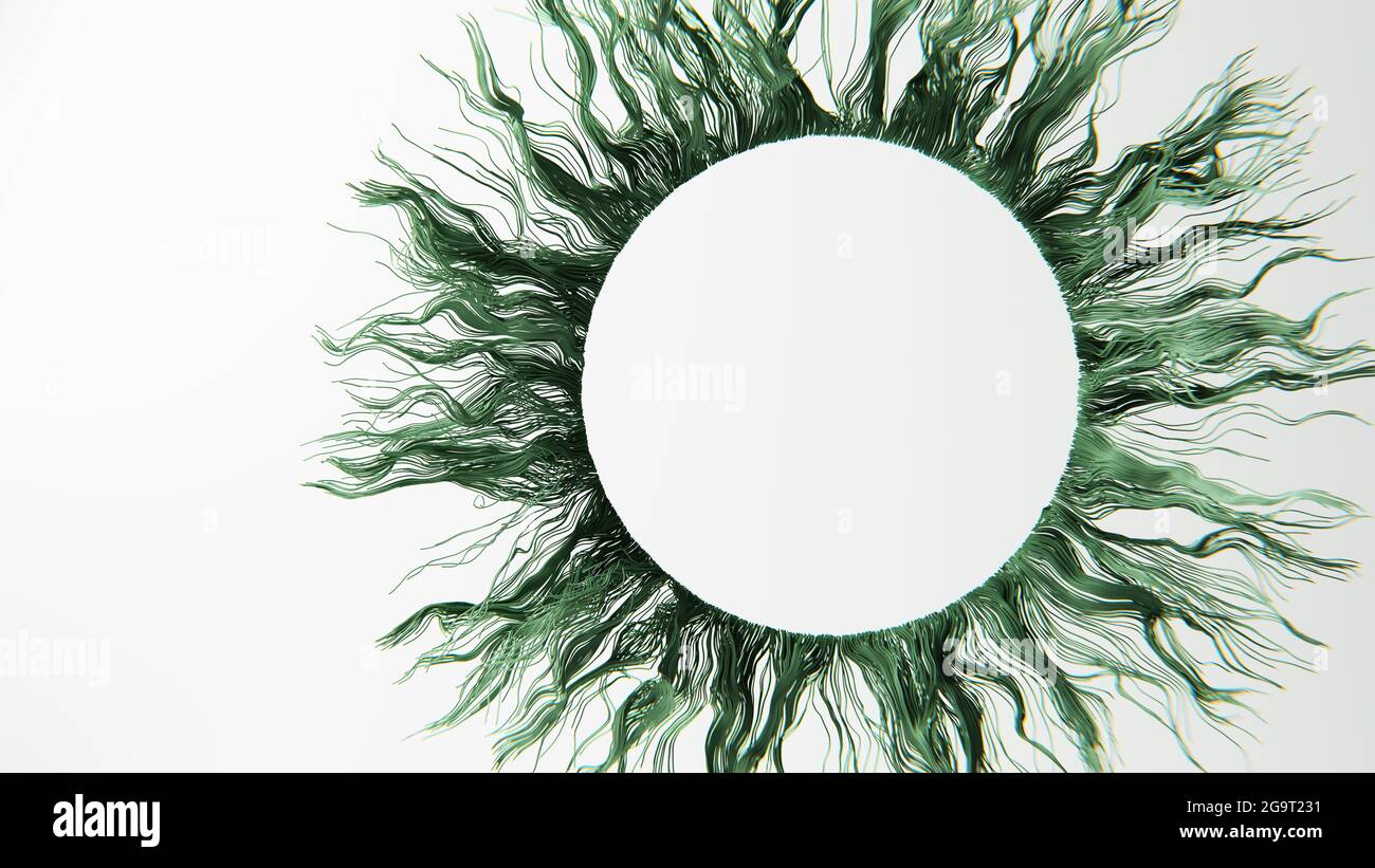 3D illustration of green threads floating in an empty space Stock Photo ...
