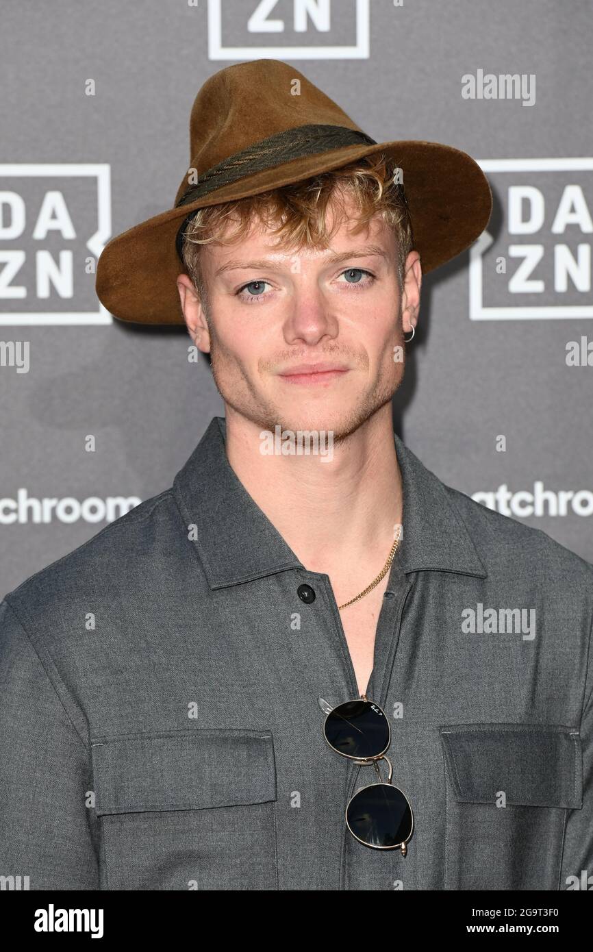 London, UK. 27 July 2021. Tom Rhys Harries arriving at the Dazn x ...