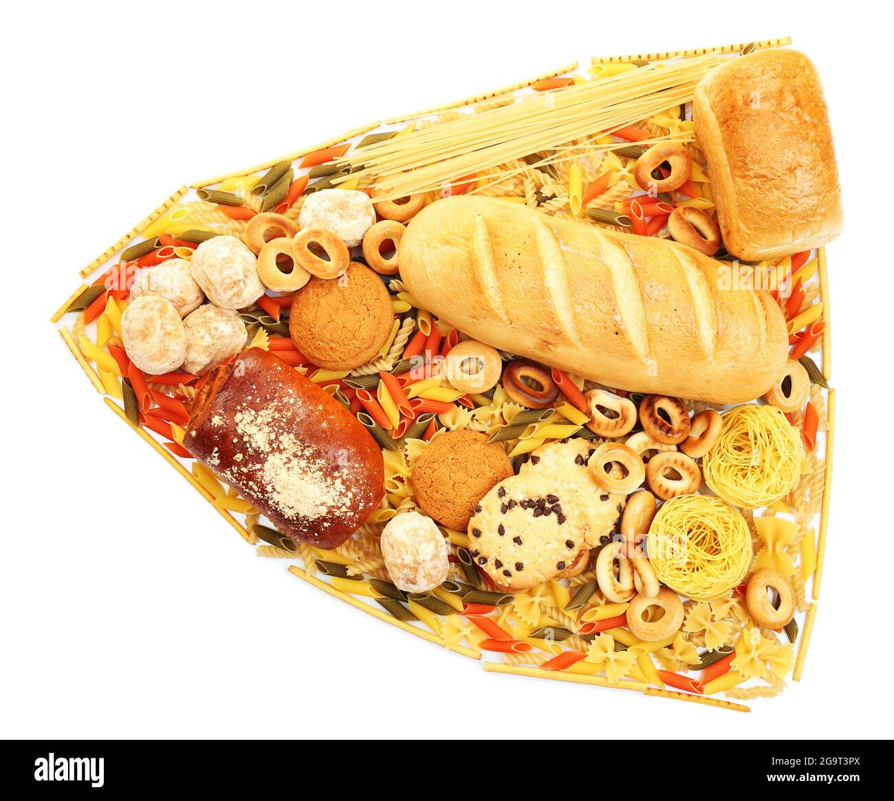 Bread, pasta and bakery products isolated on white Stock Photo - Alamy