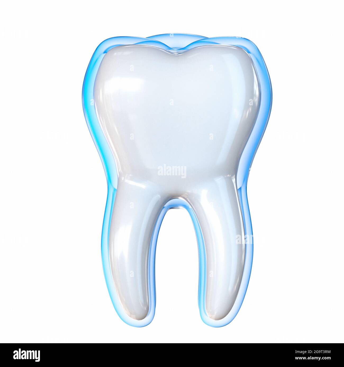 Tooth protected with blue shield 3D render illustration isolated on ...