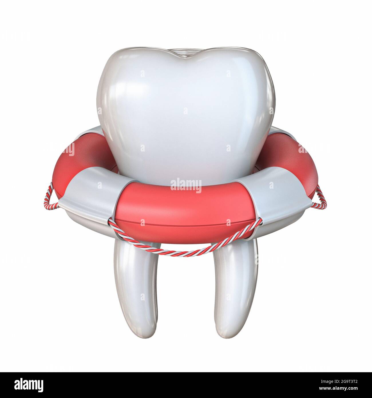 Tooth with life belt 3D render illustration isolated on white ...