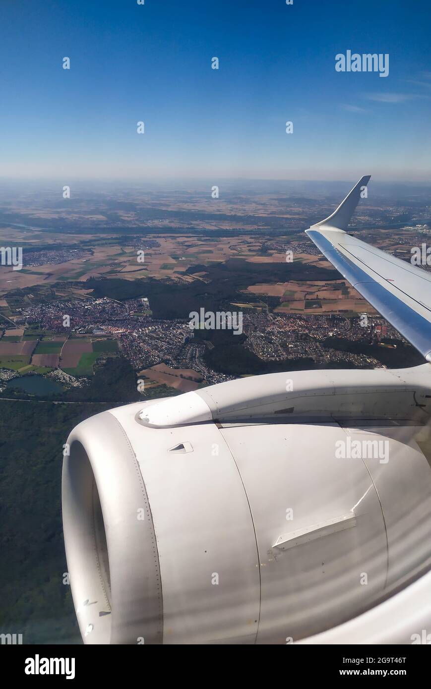 view of germany landscape through the window of the plane Stock Photo ...