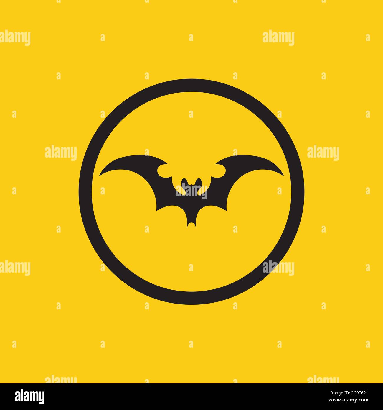 vector illustration of black bat logo on yellow background Stock Vector ...