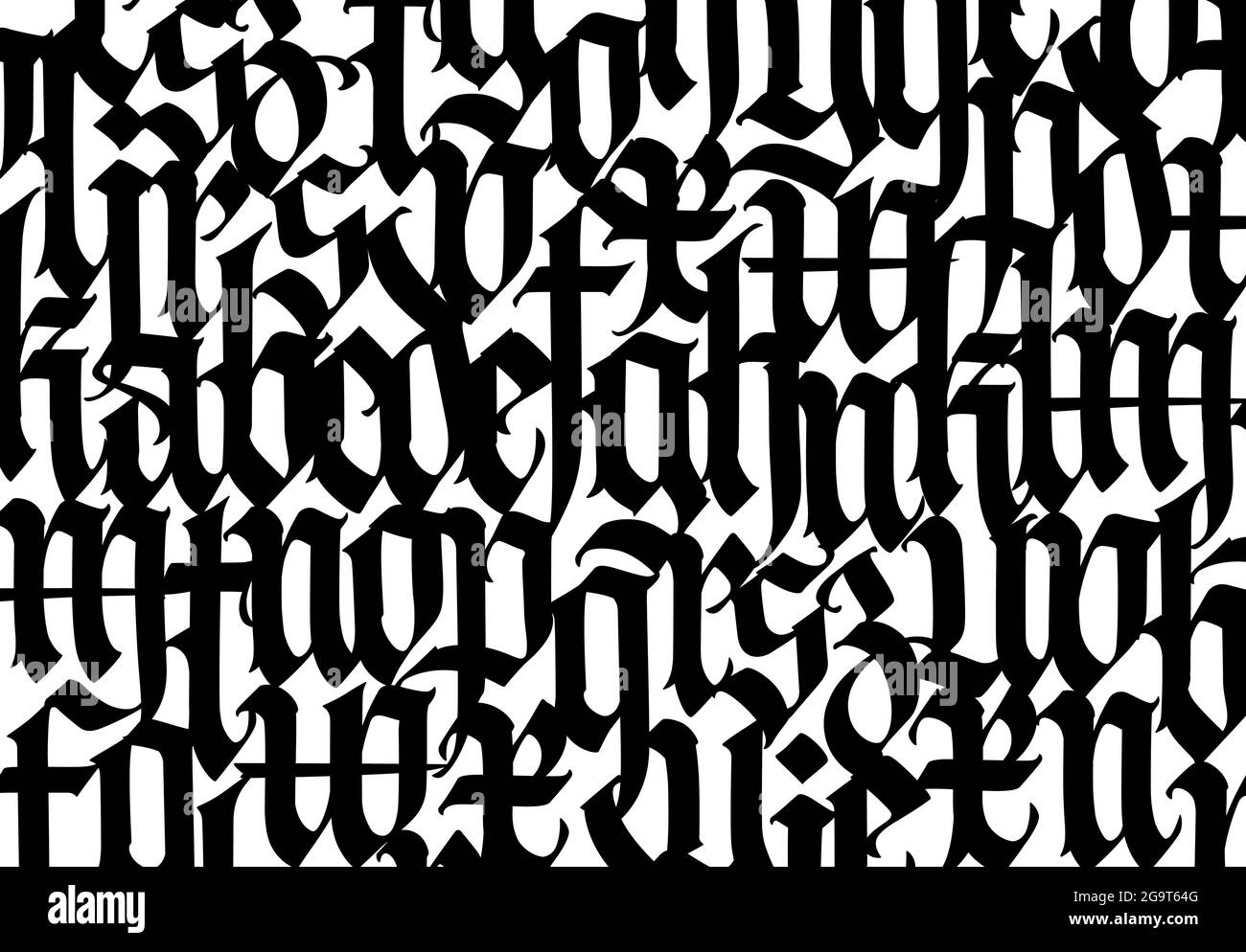 Medieval Gothic pattern. Vector. European modern gothic. Black letters ...