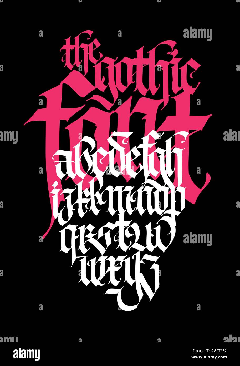 Pseudo-gothic, English alphabet. Vector. Font for tattoo, personal and ...