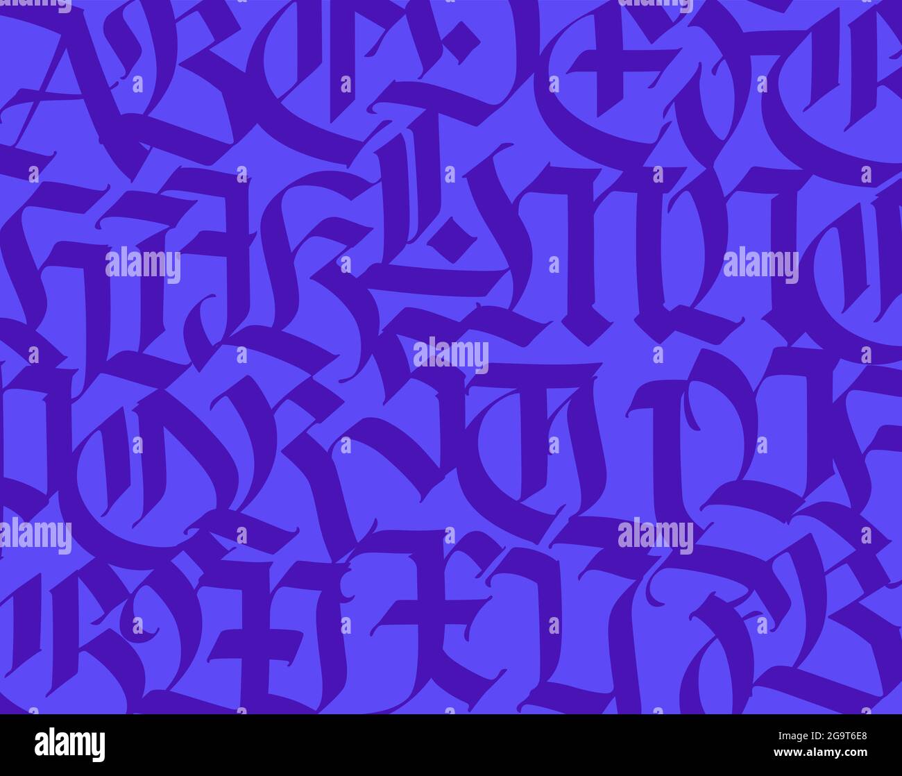Font pattern, medieval gothic. Vector. European modern gothic. Blue ...