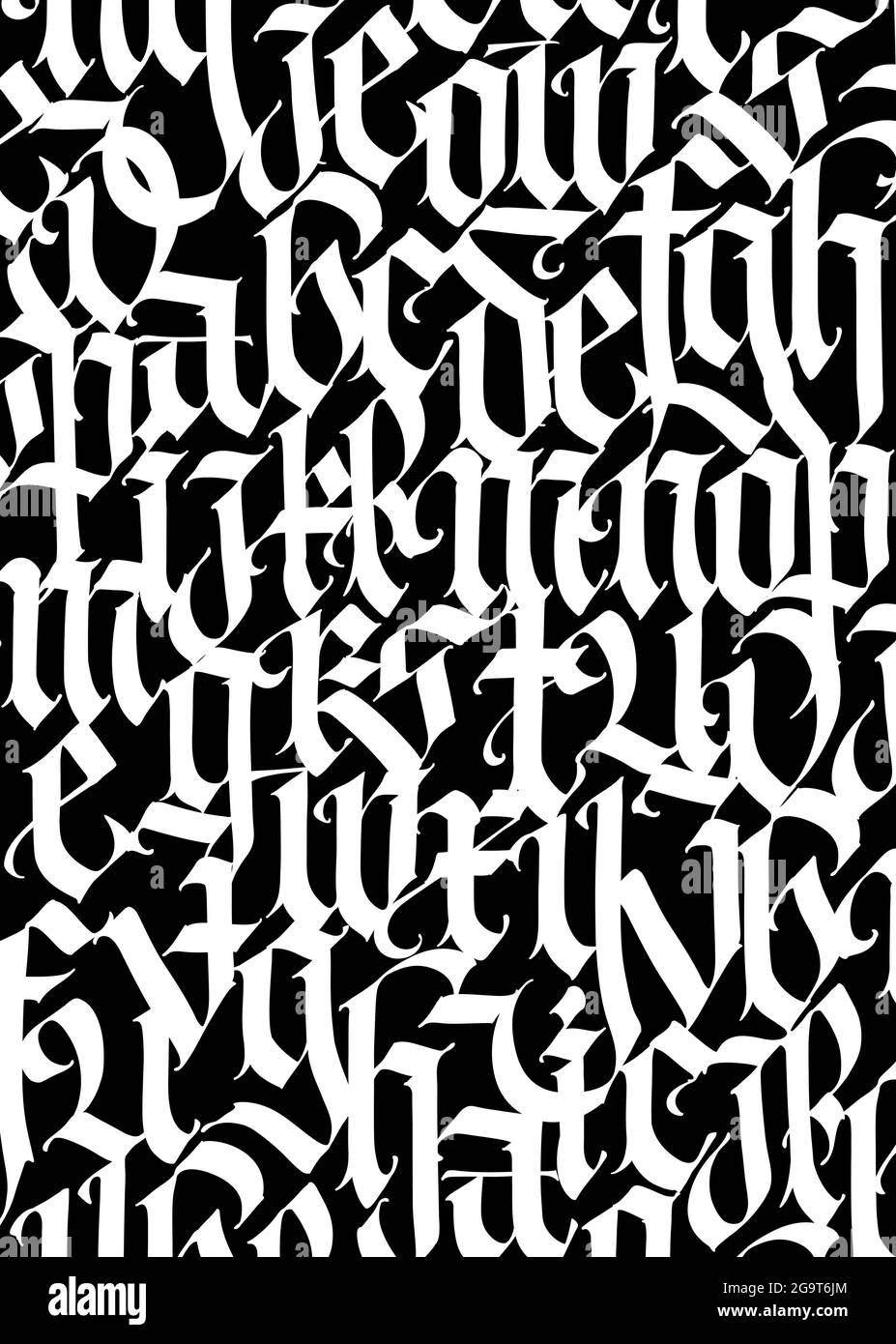 Medieval Gothic pattern. Vector. European modern gothic. White letters ...