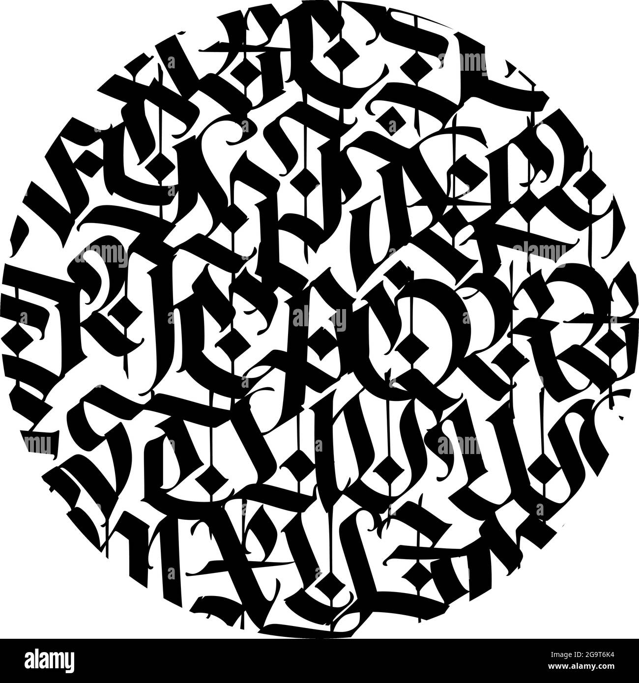 Medieval Gothic pattern. Vector. European modern gothic. Black letters ...