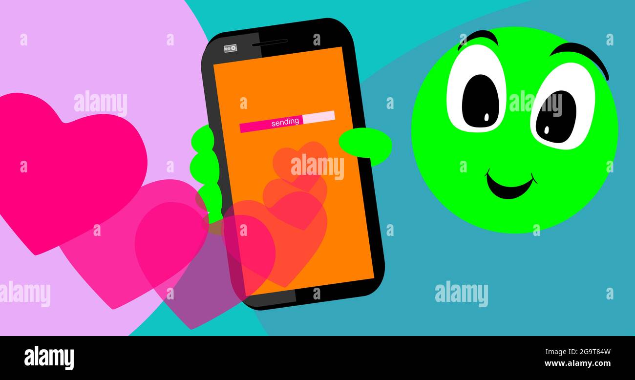 Sending a VIRTUAL HUG ONLINE. Give an emotion connected. Mobile phone ...