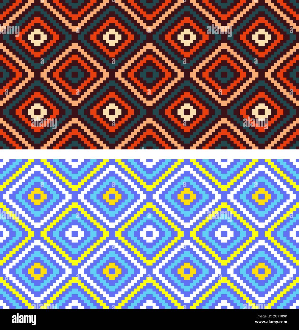 Geometric Seamless pattern background in two different colors Stock ...