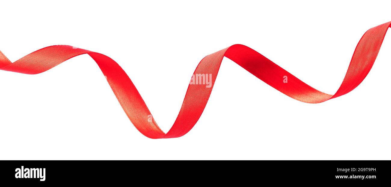 Delicate red wavy ribbon isolated on white background Stock Photo - Alamy