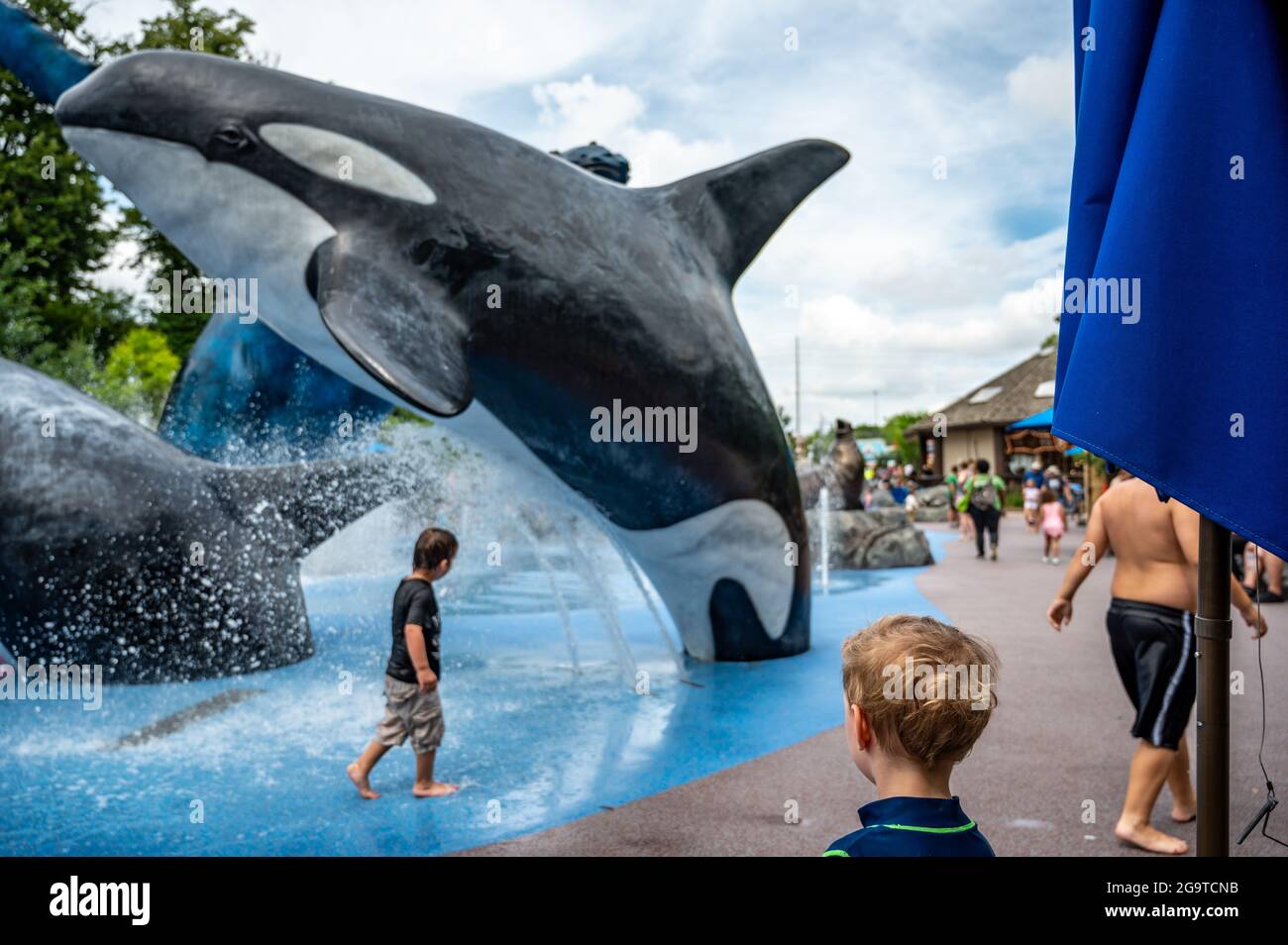 Omaha, Nebraska, USA: 6-2021: Scott Alaskan Adventure splash pad with ...