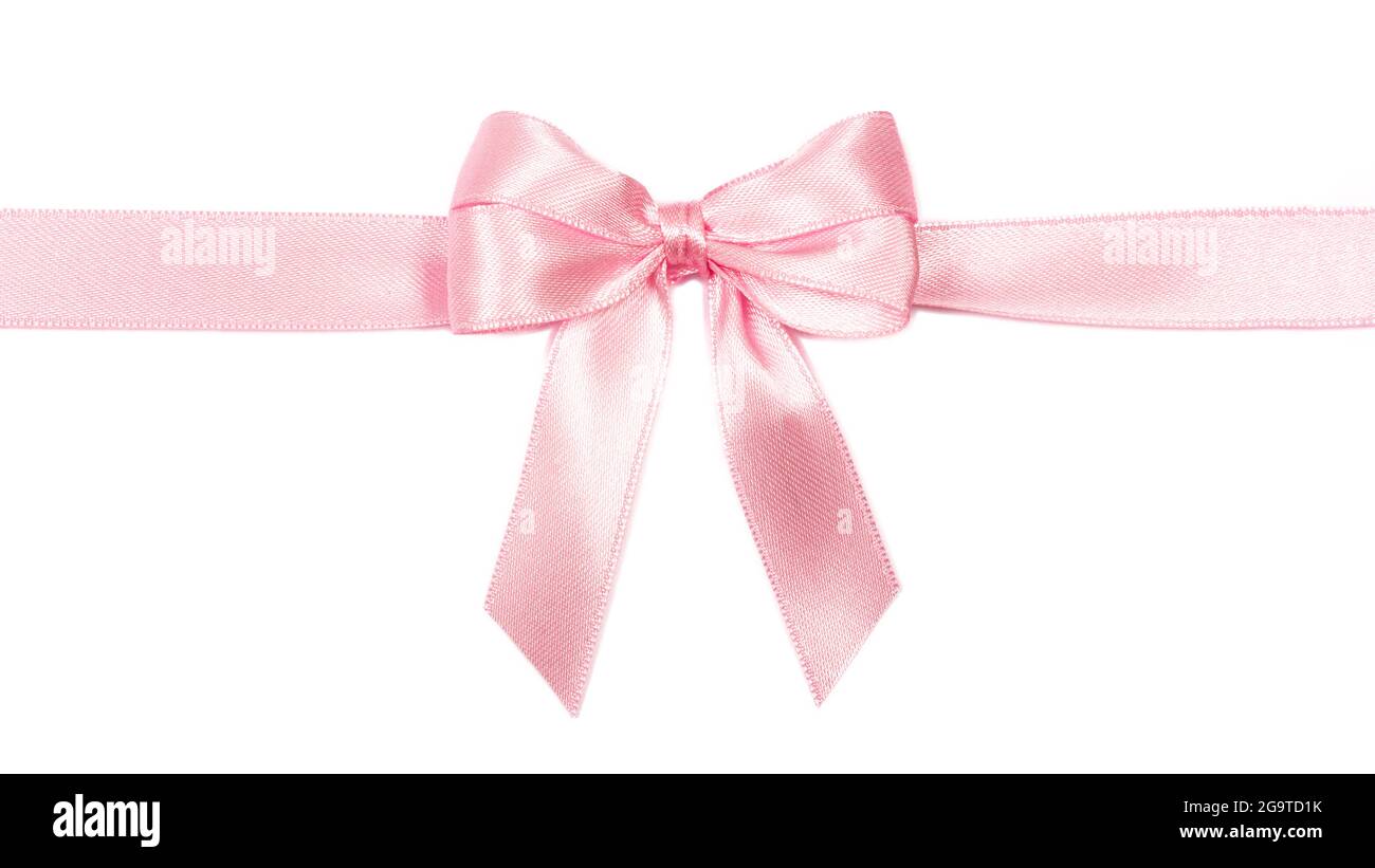 Beautiful pink ribbon with bow isolated on white background Stock Photo ...