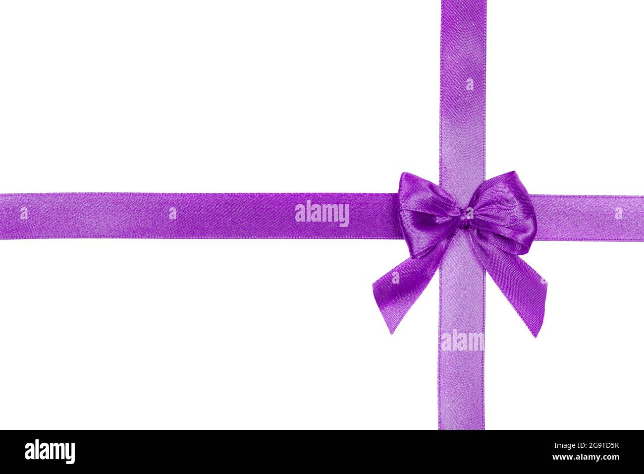 Purple satin ribbon with a bow isolated on white background. Decoration ...