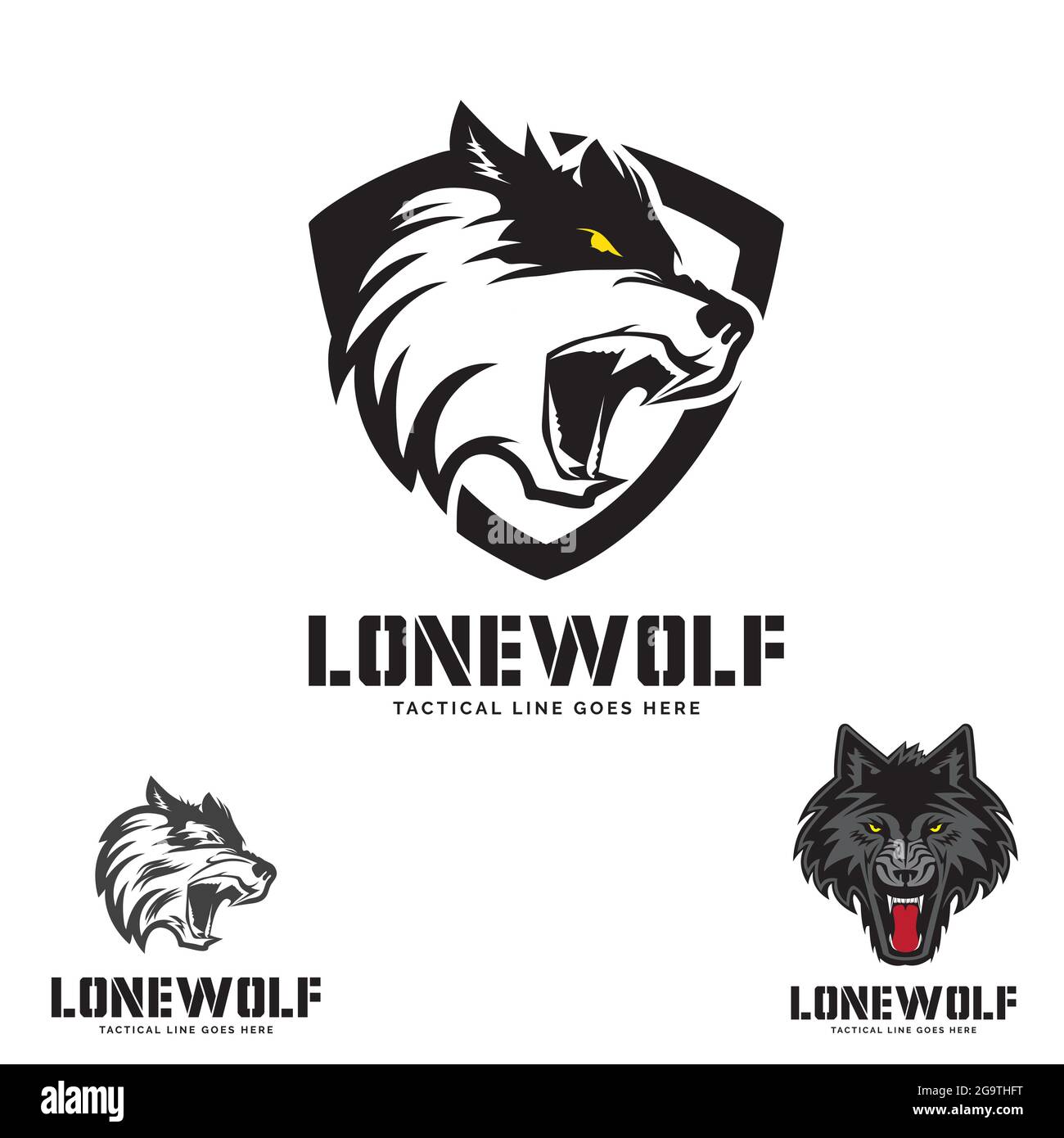 Grey Wolf head theme. logo set. vector Stock Vector Image & Art - Alamy