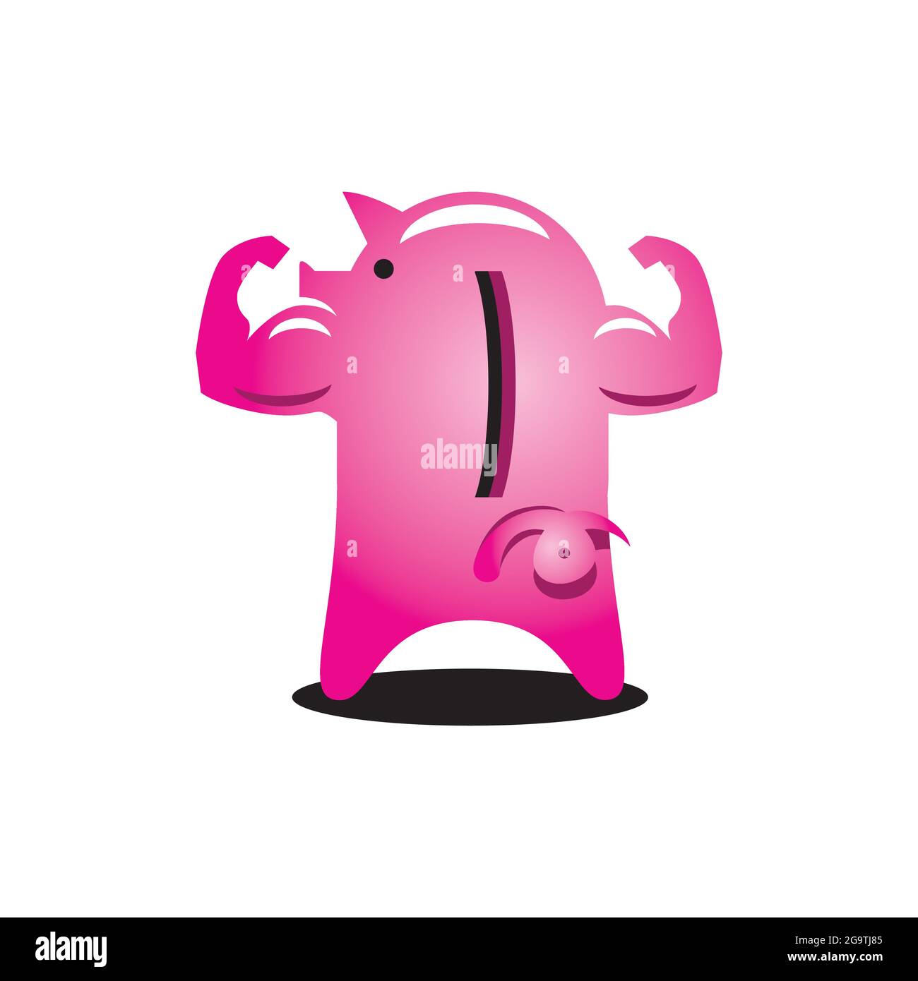 Strong Piggy bank concept illustration Stock Vector Image & Art - Alamy