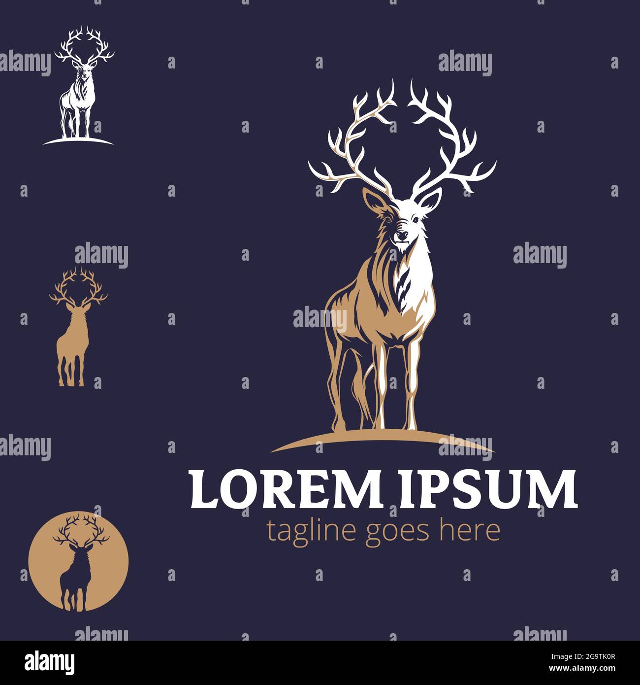 King Stag majestic animal symbol full body version vector illustration ...