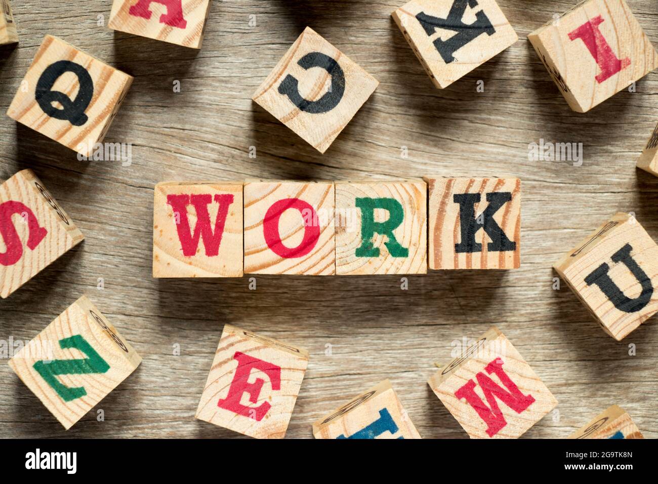 Letter block in word work with another on wood background Stock Photo ...