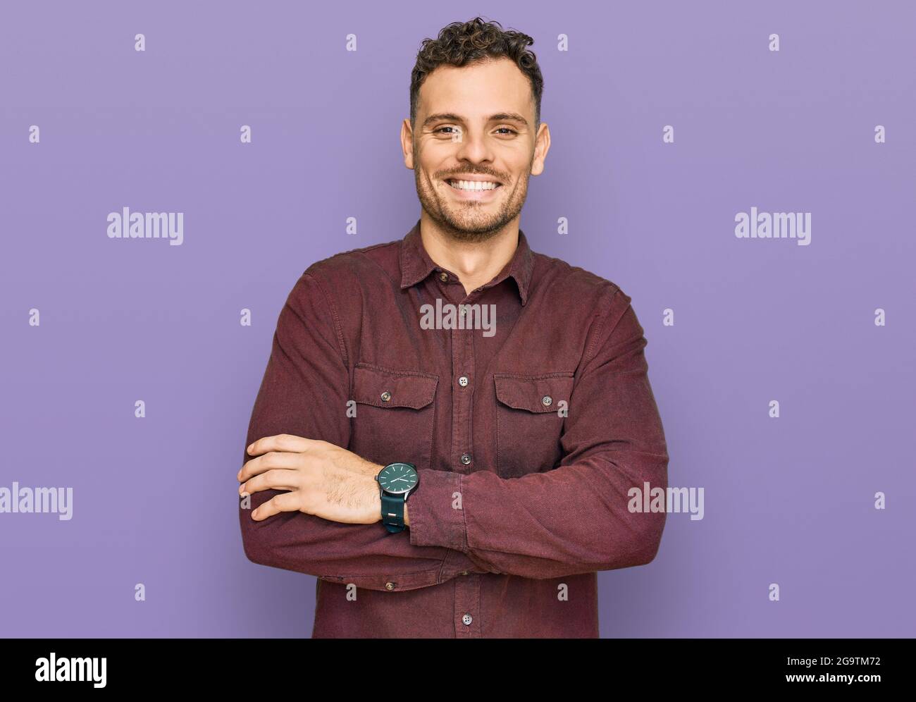 Young hispanic man wearing casual clothes happy face smiling with ...