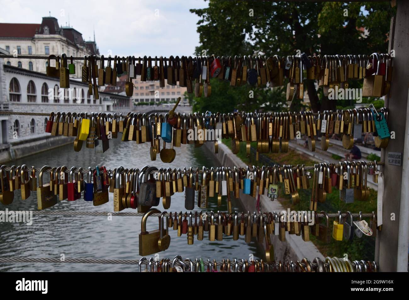 Locks on a bridge Stock Photo - Alamy