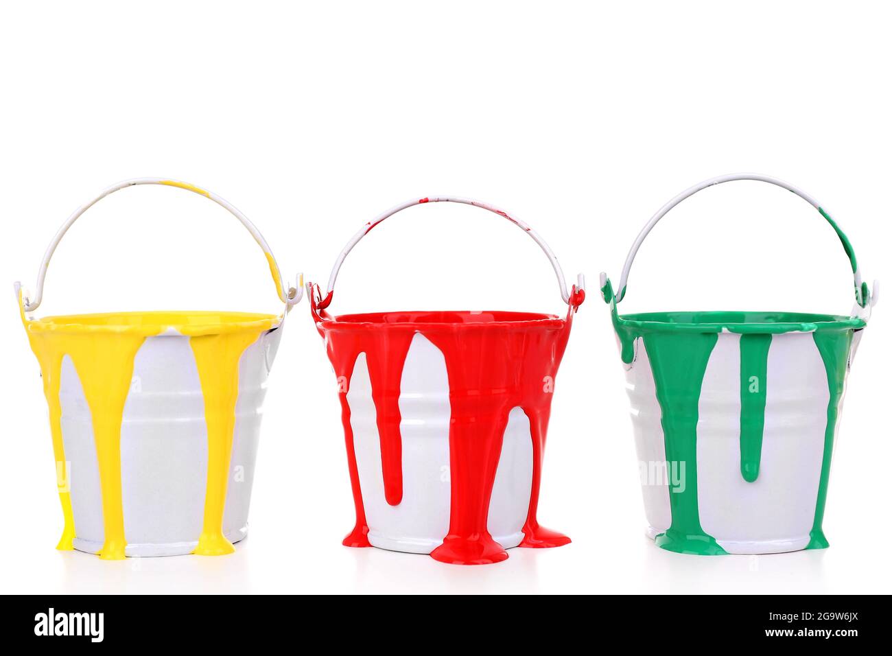 Buckets of paints isolated on white Stock Photo - Alamy