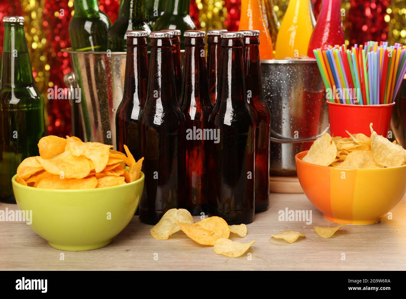 Prepared table with drink for party Stock Photo - Alamy