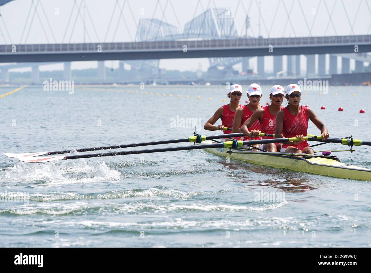 Tokyo, Japan. 28th July, 2021. Chinese rowers Lin Xinyu, Wang Fei, Qin ...