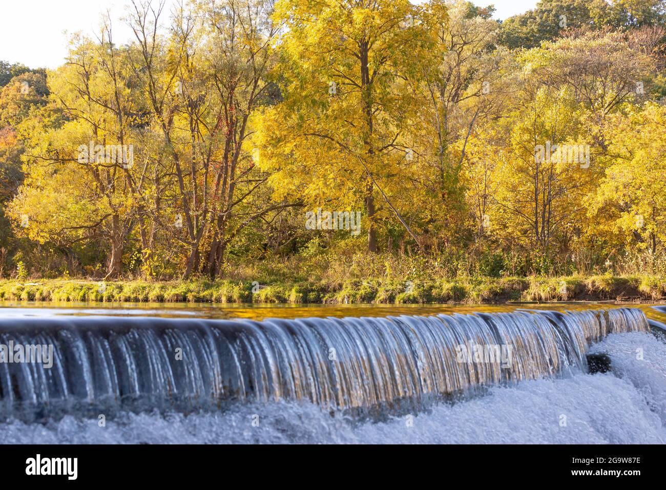 Old Mill dam at Humber River in Autumn, Toronto, Ontario, Canada Stock ...