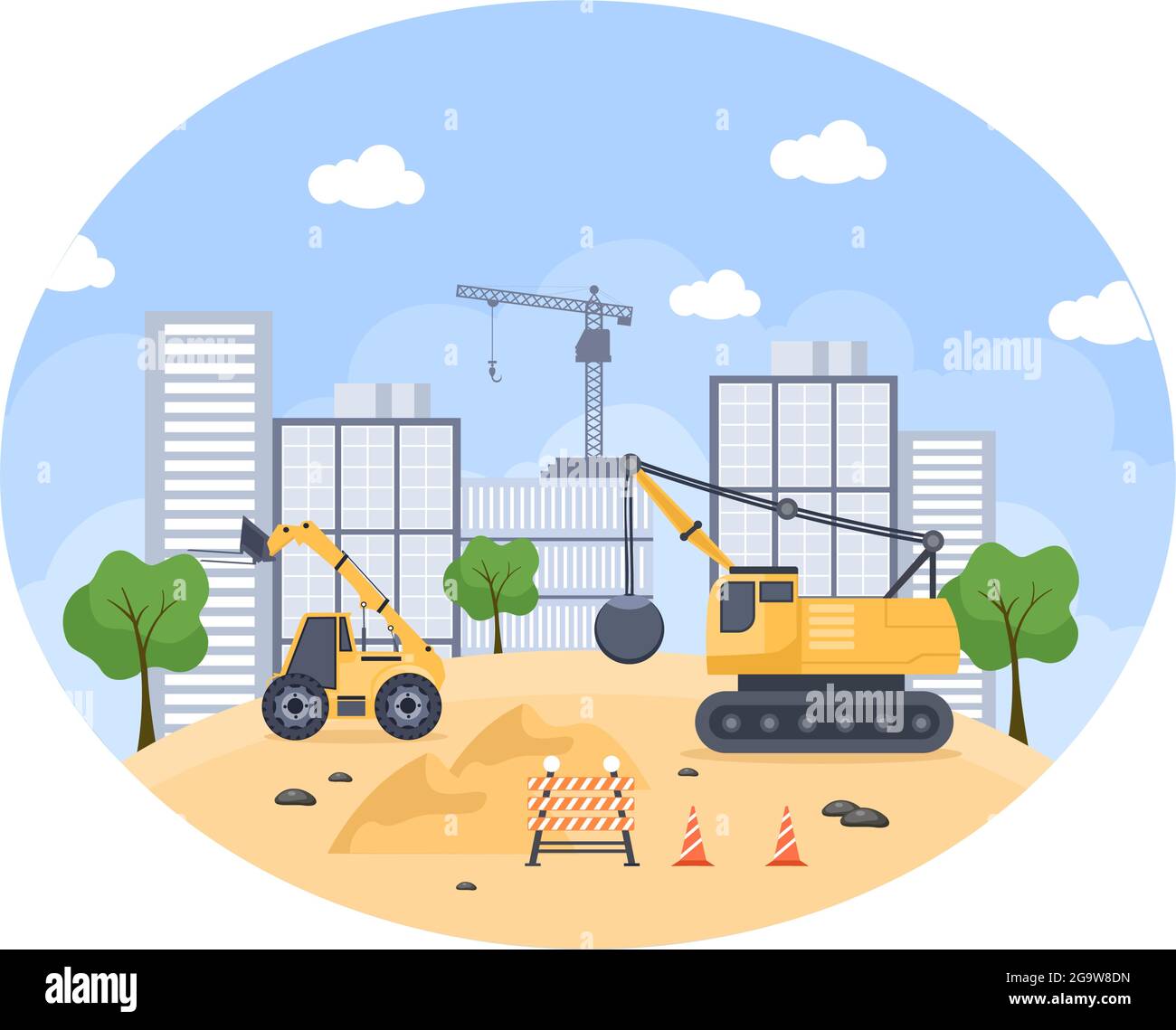 Construction of Building Vector illustration. Architecture Makes ...