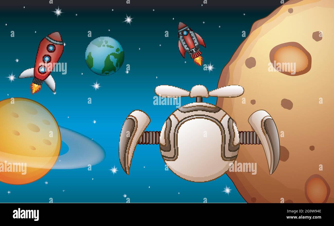 Robots are flying in the space Stock Vector Image & Art - Alamy
