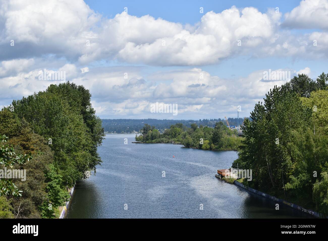 Seattle's iconic Montlake Draw Bridge spanning "the cut" between Lake ...