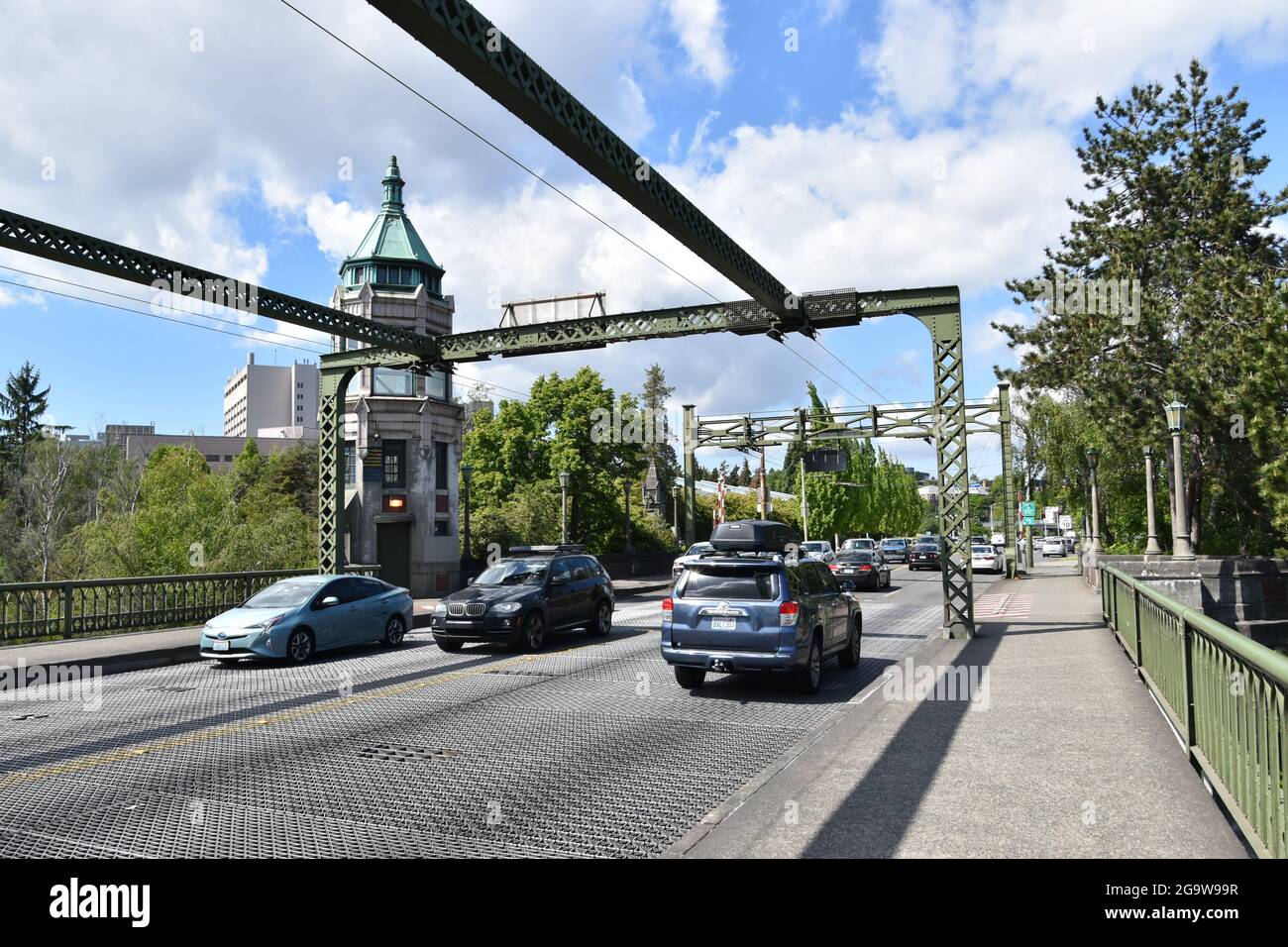 Seattle's iconic Montlake Draw Bridge spanning "the cut" between Lake ...