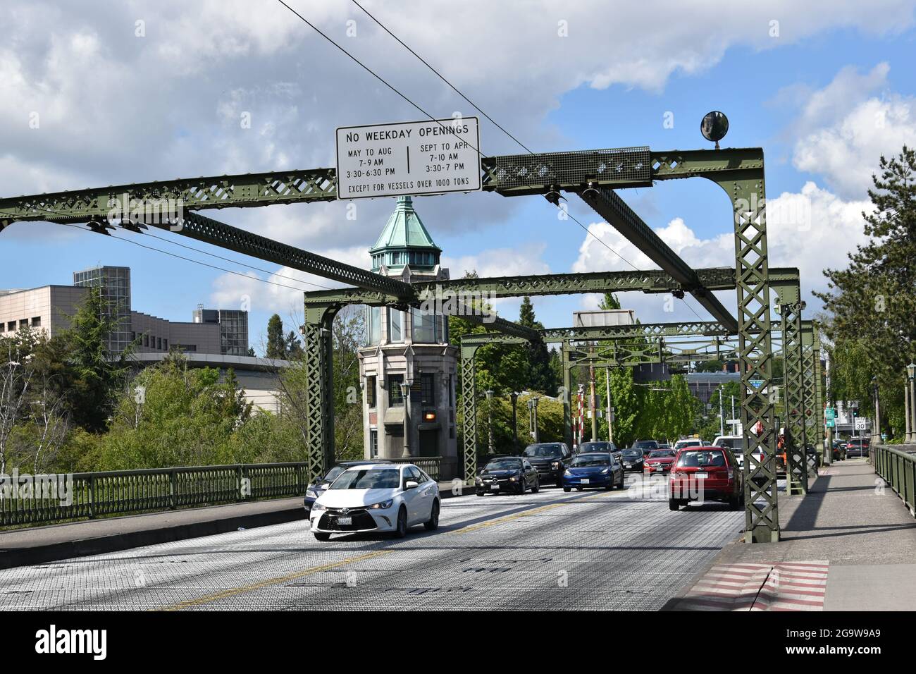 Seattle's iconic Montlake Draw Bridge spanning "the cut" between Lake ...