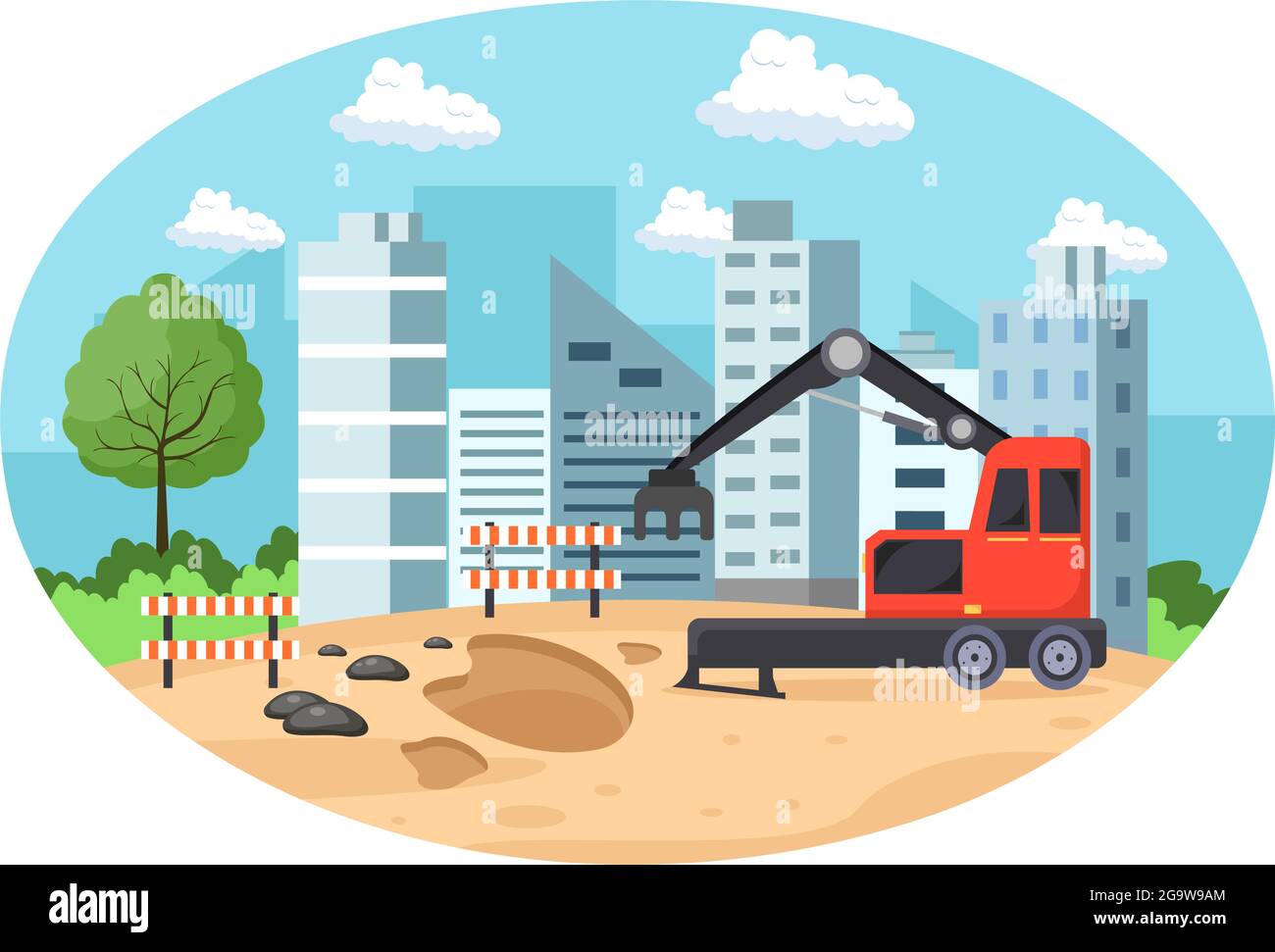 Construction of Building Vector illustration. Architecture Makes ...