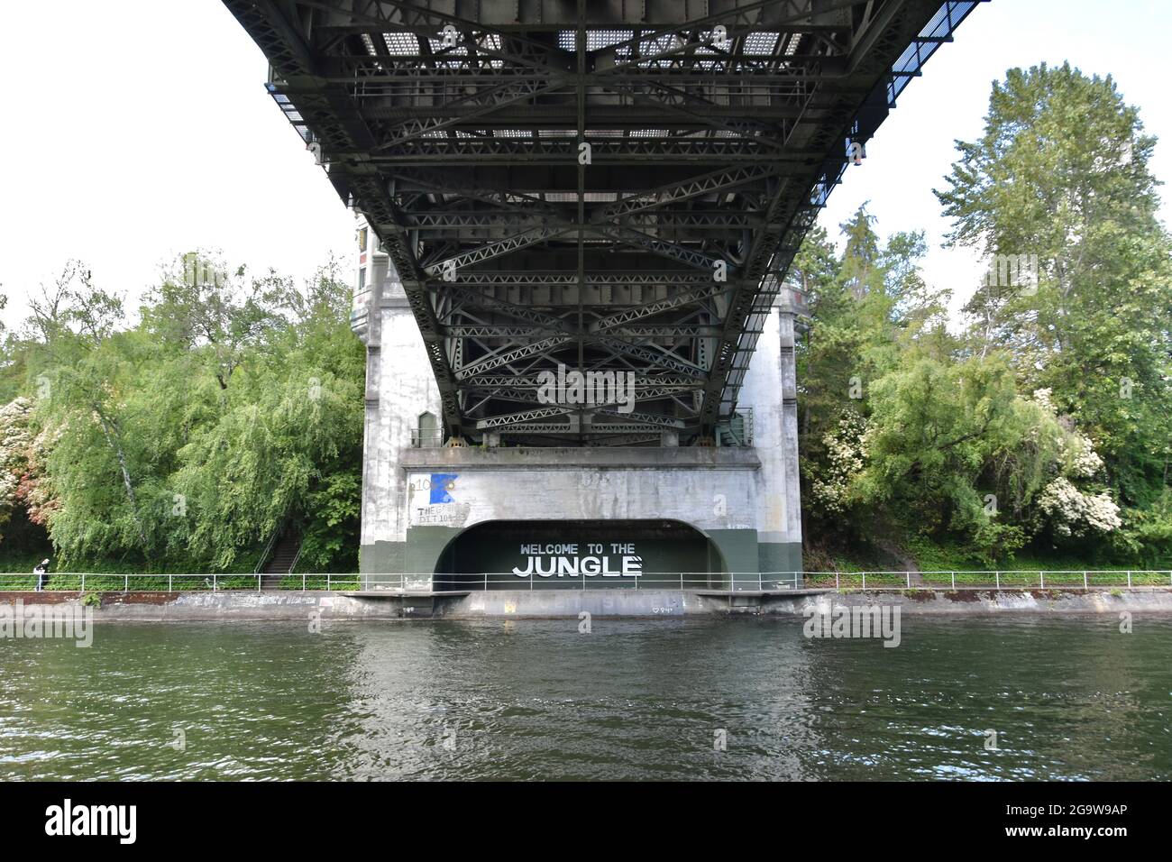 Seattle's iconic Montlake Draw Bridge spanning "the cut" between Lake ...